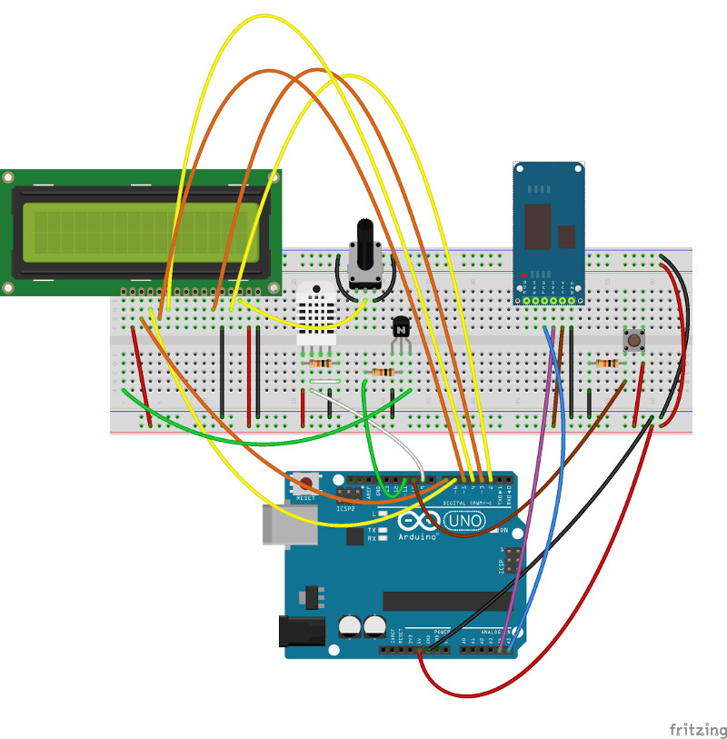 Thermo Hygrometer With Clock And Lcd Display On Arduino Uno Techrm 9520